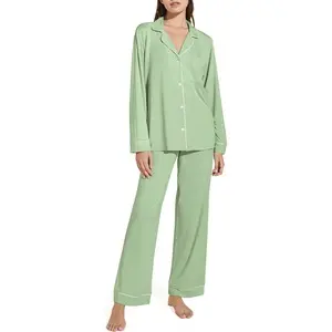 Eberjey Gisele Long Pajamas Pistachio/ivory