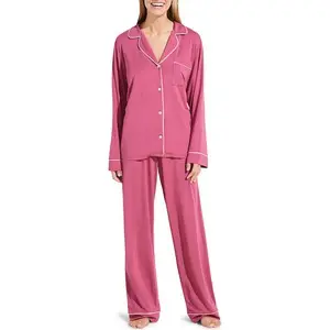 Eberjey Gisele Long Pajamas Raspberry / Ivory
