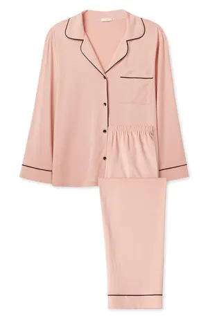 Eberjey Gisele Long Pajamas Rose Tan/ Black