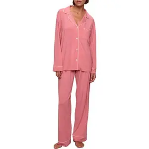 Eberjey Gisele Long Pajamas Sunkissed Coral/ Ivory
