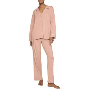 Eberjey Gisele Long Pajamas Velvet Pink/ivory