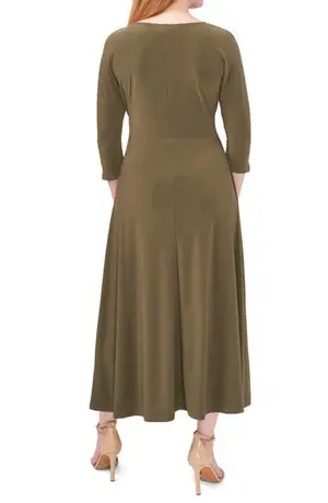 Chaus Tie Front Fit & Flare Midi Dress - Olive 304