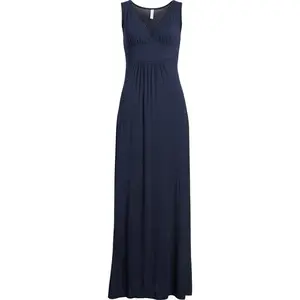 Loveappella V-neck Jersey Maxi Dress - Midnight