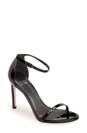 STUART WEITZMAN Stuart Weitzman Nudistsong Ankle Strap Sandal Black Patent