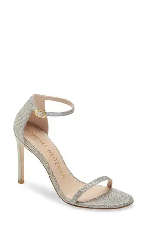 STUART WEITZMAN Stuart Weitzman Nudistsong Ankle Strap Sandal Platinum New Noir