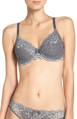 Chantelle Rive Gauche Full Coverage Underwire Bra Charcoal/ Milk