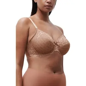 Chantelle Rive Gauche Full Coverage Underwire Bra Coffee Latte/rose Auth-c19