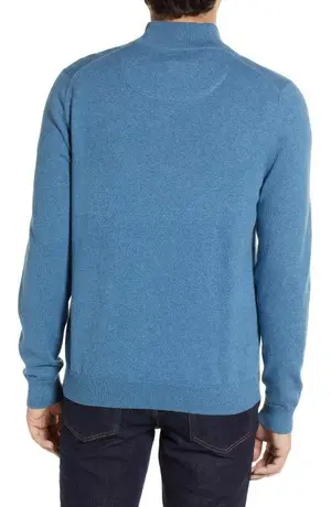 Nordstrom Cotton & Cashmere Half Zip Pullover Sweater - Blue Captain