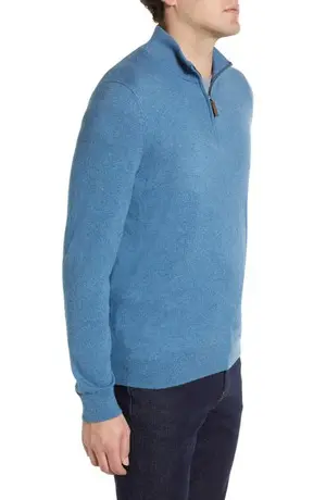 Nordstrom Cotton & Cashmere Half Zip Pullover Sweater - Blue Captain
