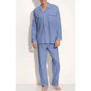Majestic International Herringbone Cotton Pajamas - Blue