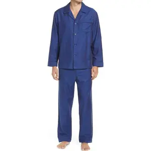 Majestic International Herringbone Cotton Pajamas - True Blue