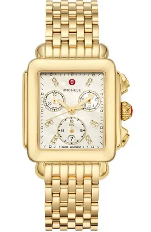 Michele Deco Diamond Chronograph Stainless Steel Watch - No Color