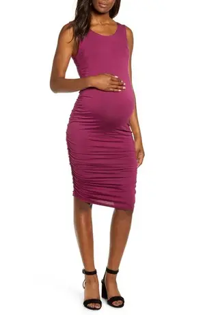 ANGEL MATERNITY Body-con Dress - Maroon Red