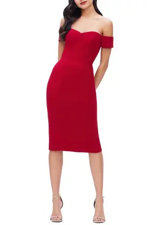 Dress The Population Bailey Off-the-shoulder Dress - Garnet