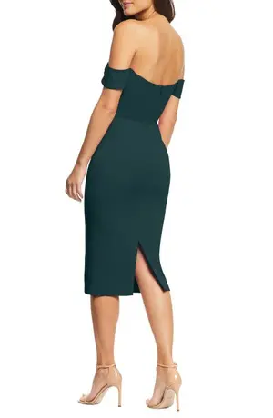 Dress The Population Bailey Off-the-shoulder Body-con Dress - Pine