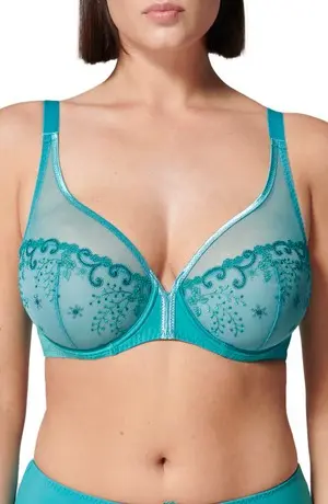 Simone Perele Delice Sheer Underwire Plunge Bra - Atoll Blue