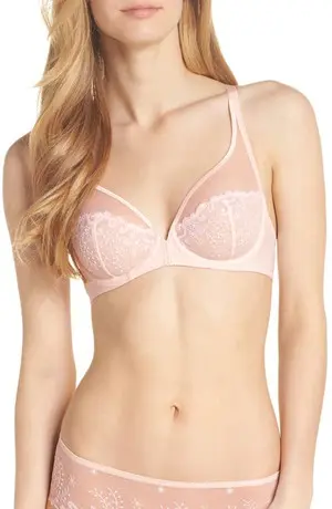 Simone Perele Delice Sheer Underwire Plunge Bra - Blush