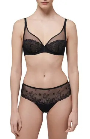 Simone Perele Delice Sheer Underwire Plunge Bra - Gem Black