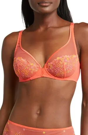 Simone Perele Delice Sheer Underwire Plunge Bra Mango