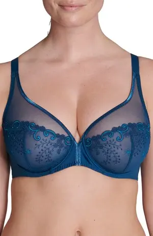 Simone Perele Delice Sheer Underwire Plunge Bra Prestige Blue