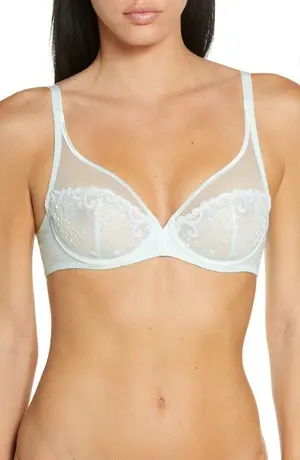 Simone Perele Delice Sheer Underwire Plunge Bra Sea Green