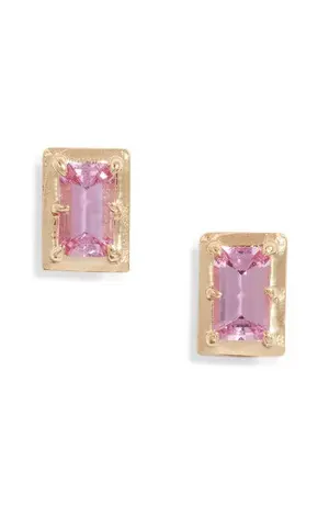 Anzie Classique Carré Baguette Stud Earrings - Pink
