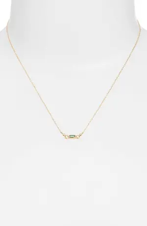 Anzie Cléo Emerald & Diamond Bar Pendant Necklace