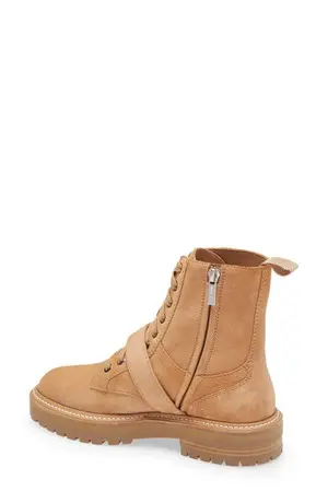 JIMMY CHOO Cora Crystal Buckle Combat Boots - Caramel/crystal