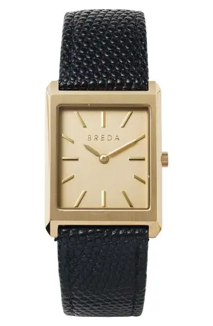 BREDA BREDA Virgil Leather Strap Watch Gold/ Black/ Gold