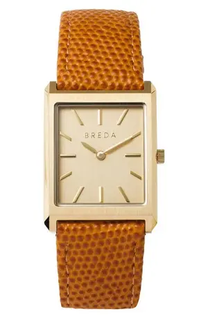 BREDA BREDA Virgil Leather Strap Watch Gold/tan/gold