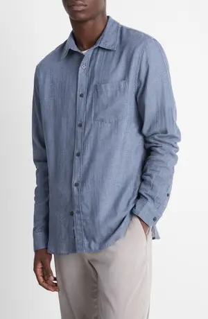 Vince Regular Fit Double Face Button-up Shirt - Chambray