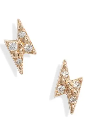 Anzie Celestial Lightning Bolt Stud Earrings - Gold