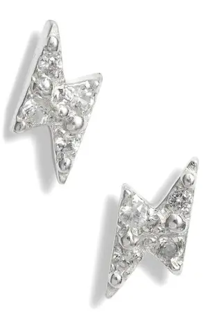 Anzie Anzie Celestial Lightning Bolt Stud Earrings Silver