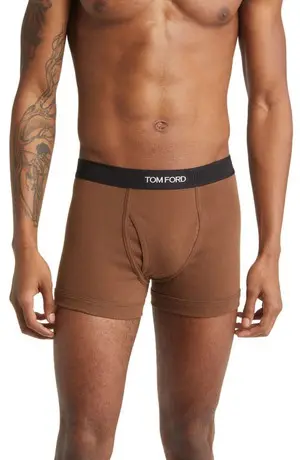 TOM FORD Cotton Stretch Jersey Boxer Briefs Brown