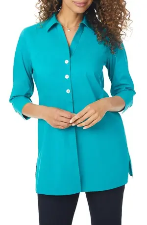 Foxcroft FOXCROFT Pamela Stretch Tunic Teal Quartz