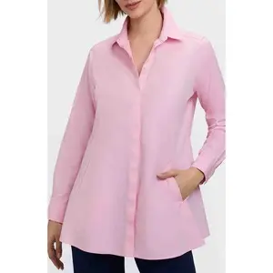 Foxcroft Cici Non-iron Tunic Blouse - Chambray Pink