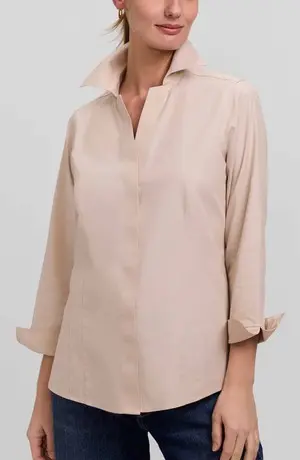 Foxcroft Taylor Fitted Shirt - Light Khaki Beige