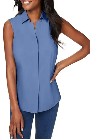 Foxcroft Foxcroft Taylor Non-iron Sleeveless Shirt Blue Denim