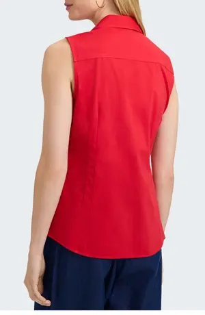 Foxcroft Taylor Non-iron Sleeveless Shirt - Simply Red
