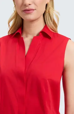 Foxcroft Taylor Non-iron Sleeveless Shirt - Simply Red