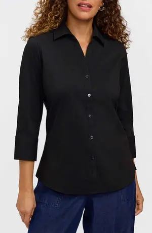 Foxcroft Mary Button-up Blouse - Black
