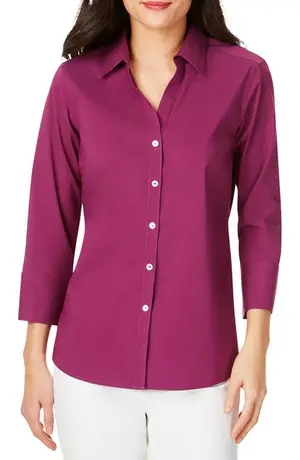 Foxcroft FOXCROFT Mary Button-Up Blouse Persian Plum