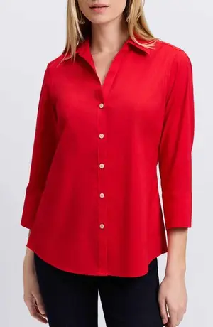 Foxcroft Mary Button-up Blouse - Simply Red