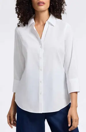 Foxcroft Mary Button-up Blouse - White