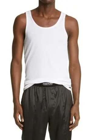 TOM FORD Ribbed Cotton-modal Tank Top - White