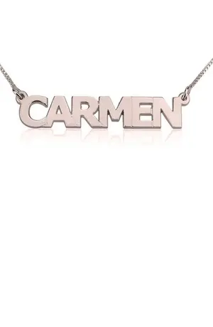 MELANIE MARIE Personalized Nameplate Pendant Necklace - Rose Gold Plated
