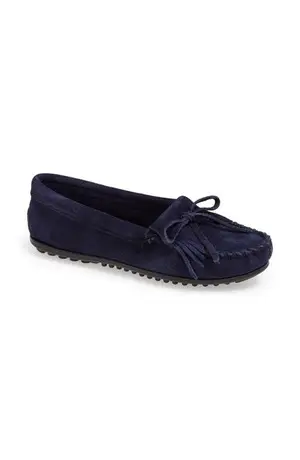Minnetonka Kilty Suede Driving Shoe - Navy