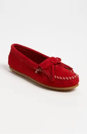 Minnetonka Kilty Suede Driving Shoe - Red