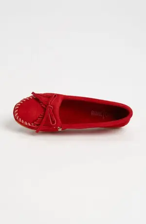 Minnetonka Kilty Suede Driving Shoe - Red