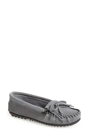 Minnetonka Kilty Suede Driving Shoe - Storm